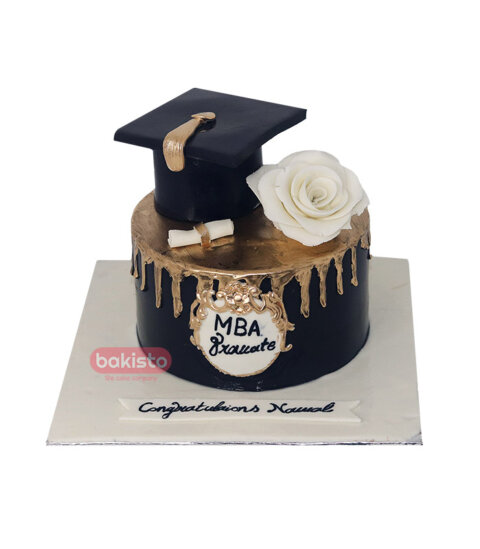 Black Caps Graduation Cake - Birthday Cake Home Delivery