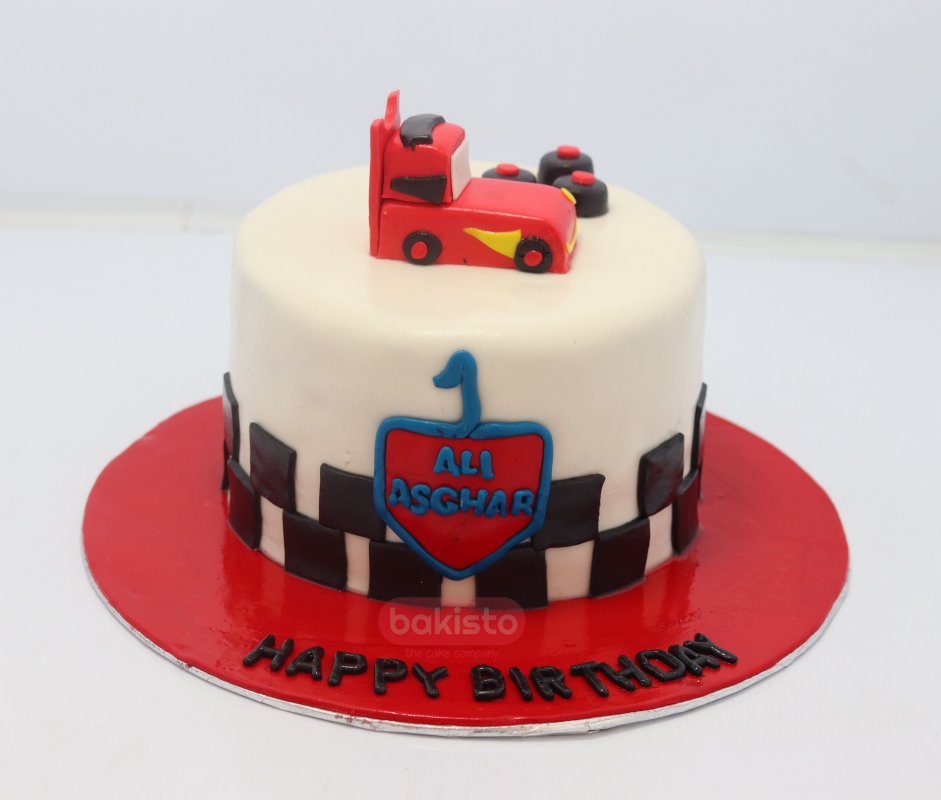 Customized 1st birthday car cake by bakisto - the cake company