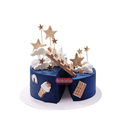 blue ladder cake for kids, kids birthday cake customized