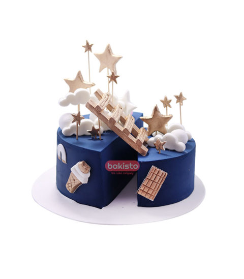 blue ladder cake for kids, kids birthday cake customized
