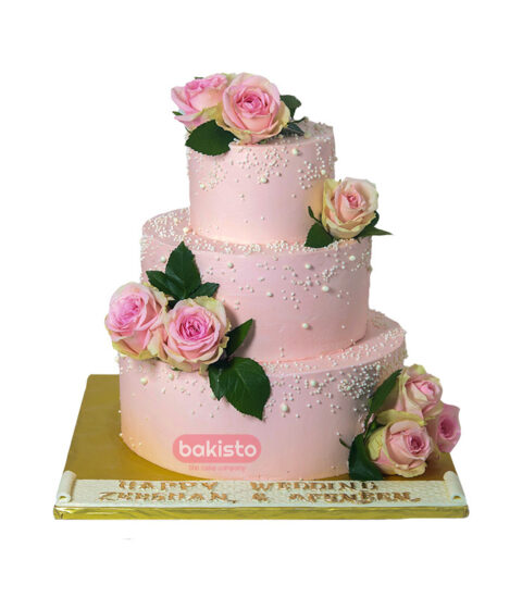 Three Step Fresh Flower Nikkah Cake by bakisto foods