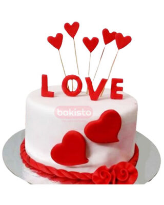 Love Theme Cake In Red
